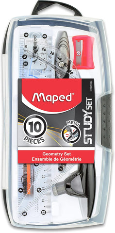 Maped 897010 Study Metal Compass & Geometry 10 Piece Set - Advanced St ...